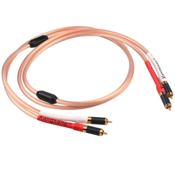 2m/Pair HiFi Audio Line OCC Signal RCA Cable Carbon Fiber Plug Power ...