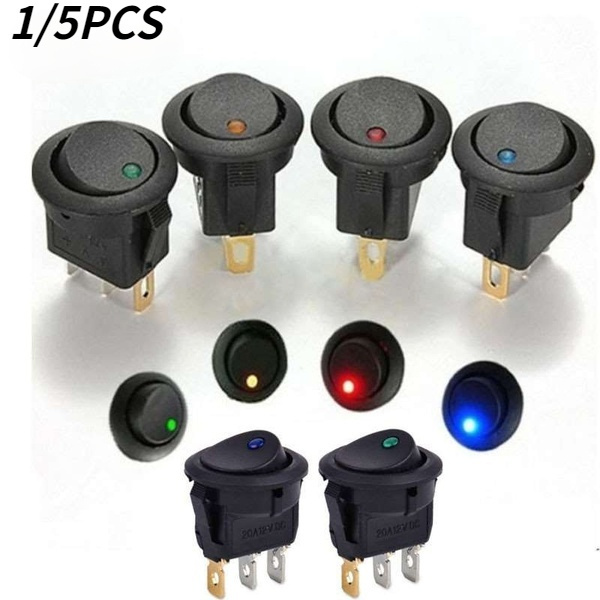 ON/OFF 12V Round Rocker Dot Boat Switch Waterproof LED Light ...