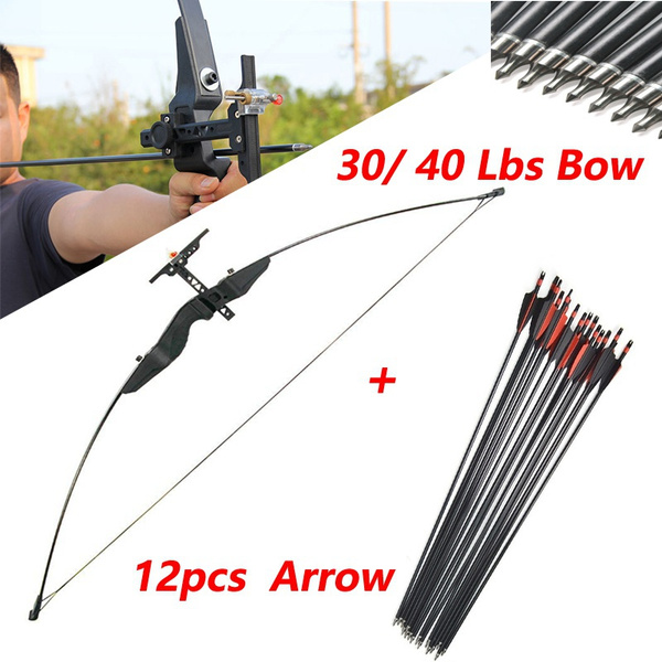 Archery 55 Inches 30/ 40 Lbs Straight Pull Bow with 6/12pcs Fiberglass ...