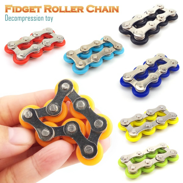 8-Roller Chain Fidget Toy - Flippy Bike Chain Finger Roll Fidget Toys ...