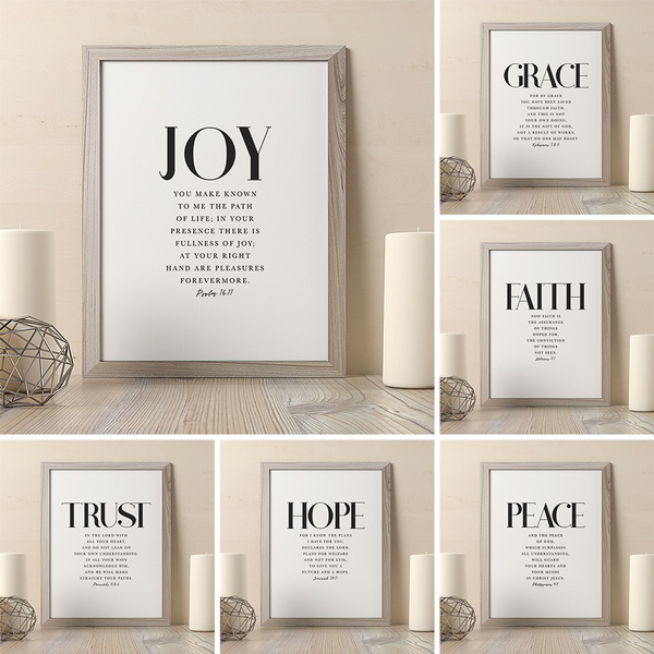 6 Panels Set Modern Design Bible Verse Posters Quotes Wall Decoration ...