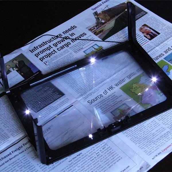 Full Page Magnifier with LED Light Holder Magnifying Glass Book Reading ...