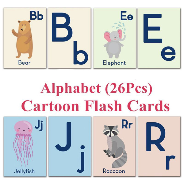 A-Z Alphabet Animals Flip FlashCards Preschool Kindergarten ABC Letters ...