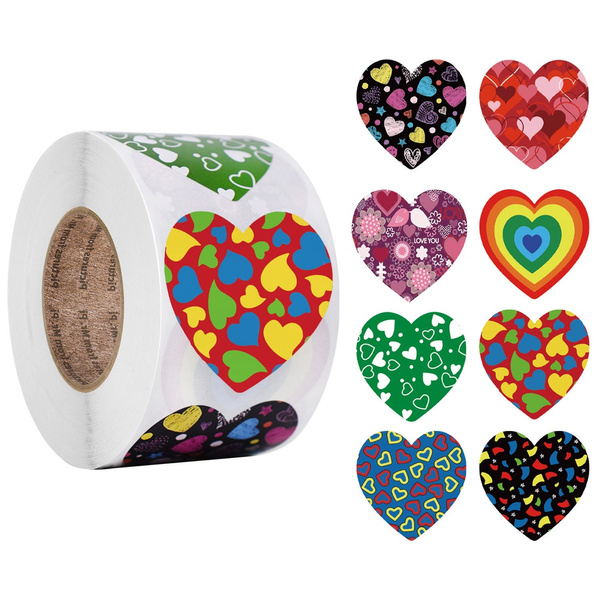 100pcs Colorful Love Heart Shaped Label Sticker Scrapbooking Gift ...