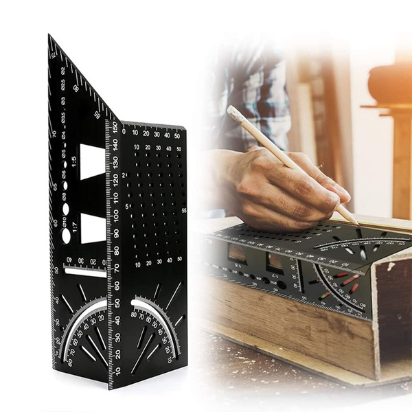 Aluminum Alloy Woodworking Square Size Measure Ruler,3D Mitre Angle ...