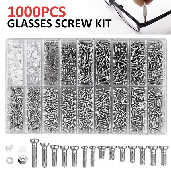 1000PCS Glasses Tiny Screws Nut Assortment Sizes Repair Tool Kit for ...