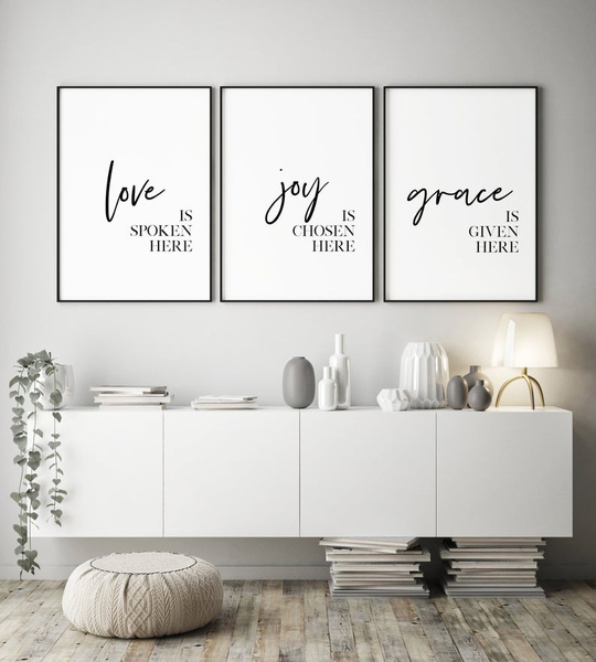 Large Size 3 Panels Love Quotes Wall Posters Inspirational Quotes Wall ...