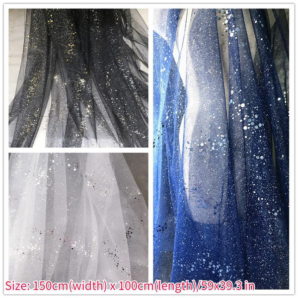 Shiny Sequin Lace Mesh Sheer Fabric Sheer Voile DIY Sewing Craft ...