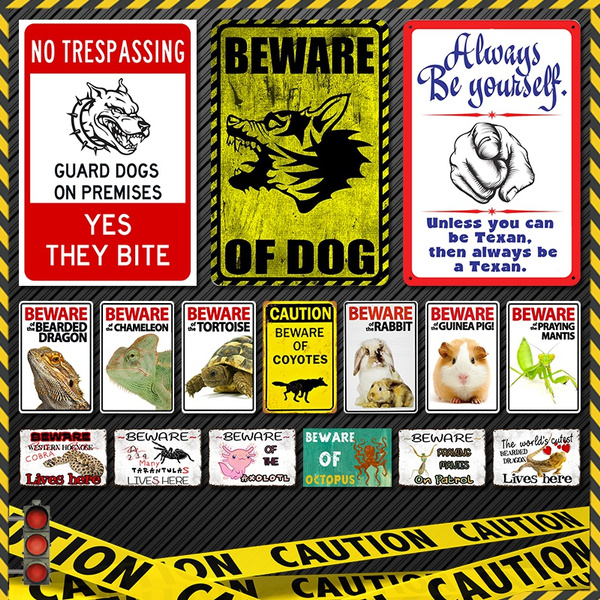 "Beware Of Dog" Animal Warning Signs Retro Tin Signs Metal Posters Home ...