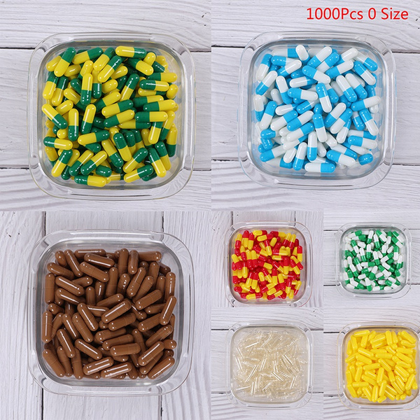 1000Pcs Empty Hard Vacant Gelatin Capsule Size 0# Gel Medicine Pill ...