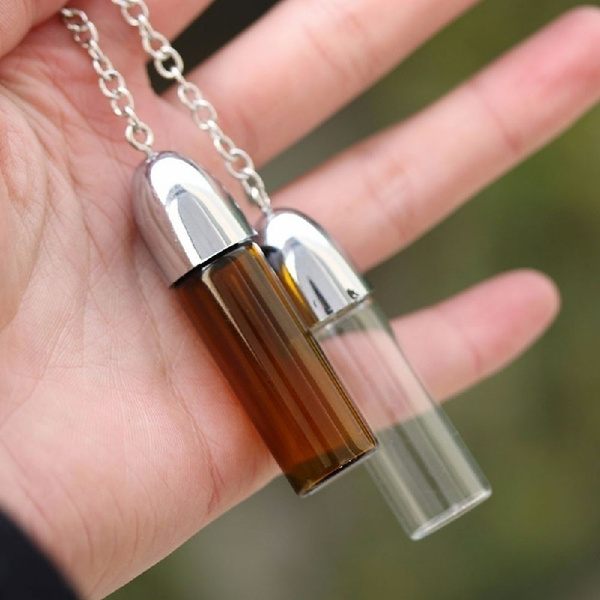 1PCS 57mm Glass Pill Bottle Storage Case Rocket Snuff Snorter Dispenser ...