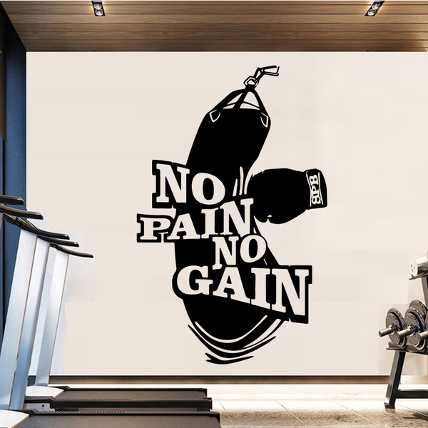 GYM No Pain No Gain Phrase Vinyl Stickers For Fitness Wall Sticker Home ...