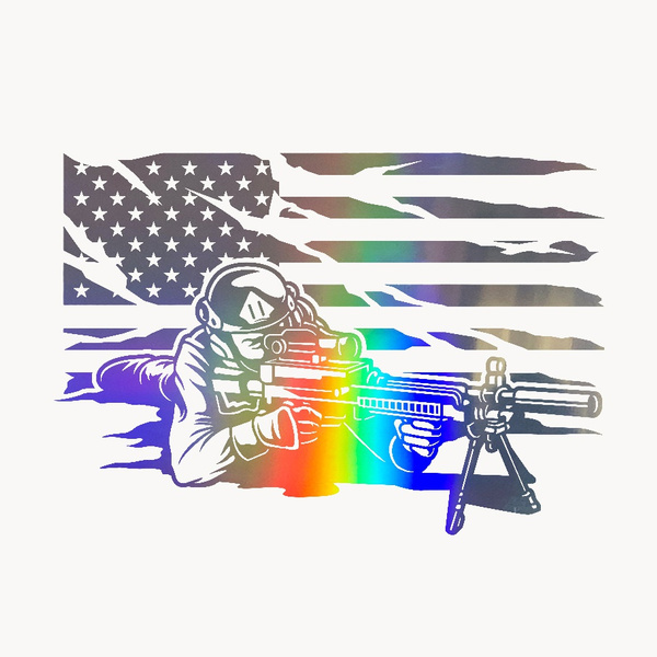 2PCS Set 18cm US Soldier Sniper USA Flag Vinyl Decal Sticker Car Bumper ...