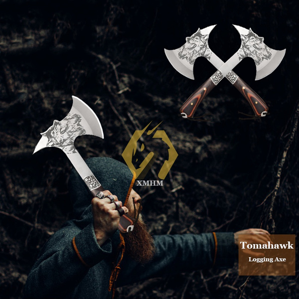 Outdoor axe wolf head axe axe fire logging garden military axe war wolf ...