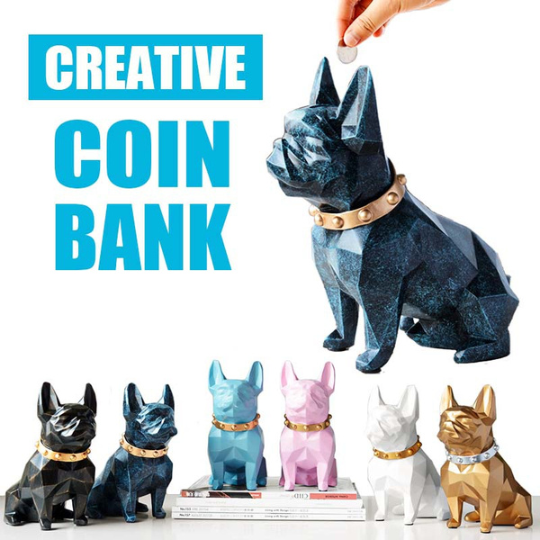 French Bulldog Coin Bank Box Piggy Bank Figurine Home Decorations Coin ...