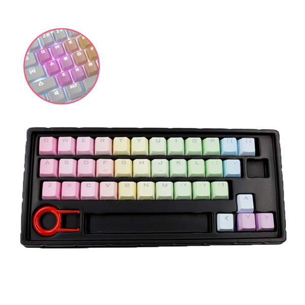 37-Key Rainbow Keycap PBT Immersion Dyeing Mechanical Keyboard Keycap ...