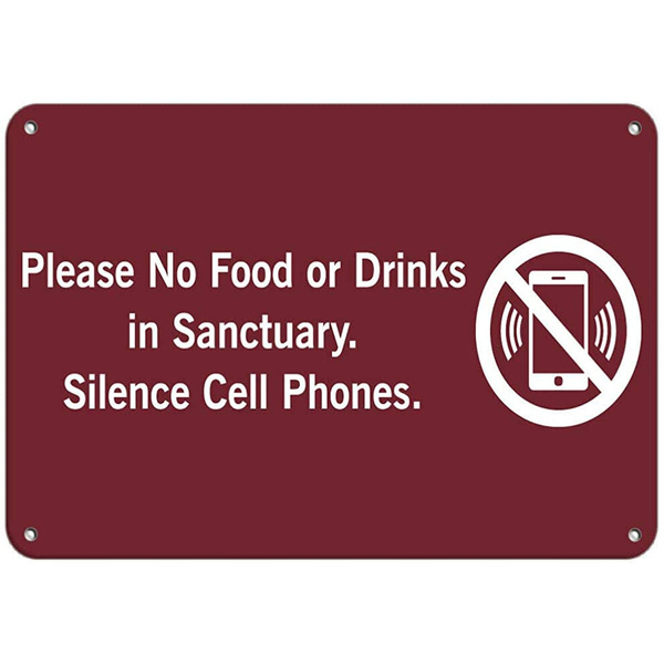 Retro Horizontal Metal Sign Please Drinks Sanctuary Silence Phones Home ...