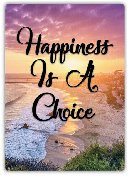 Retro Vintage Style Metal Wall Sign Happiness is a Choice Indoor Metal ...