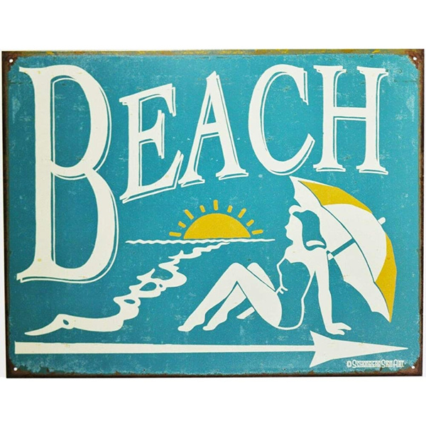 Vintage Beach Tin Metal Sign Summer Ocean Florida Pool Water Park ...