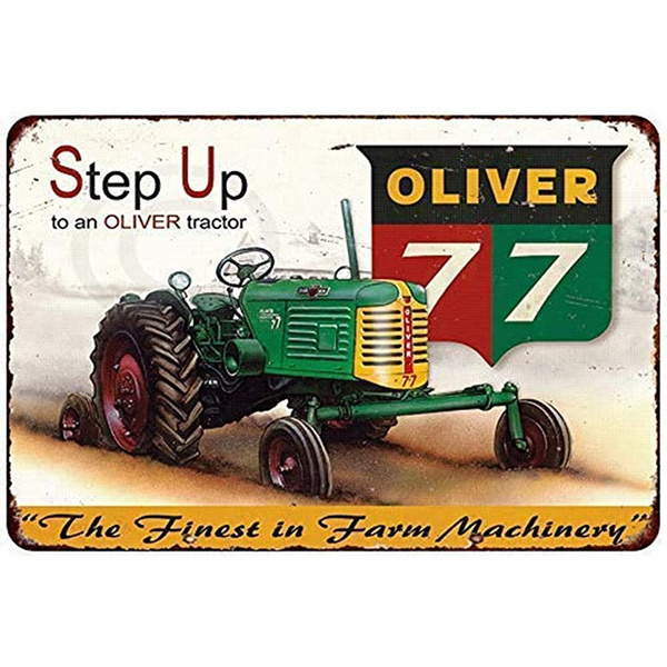 WEIMEILD New Tin Sign Oliver 77 Tractor Farm Machinery Vintage Aluminum ...