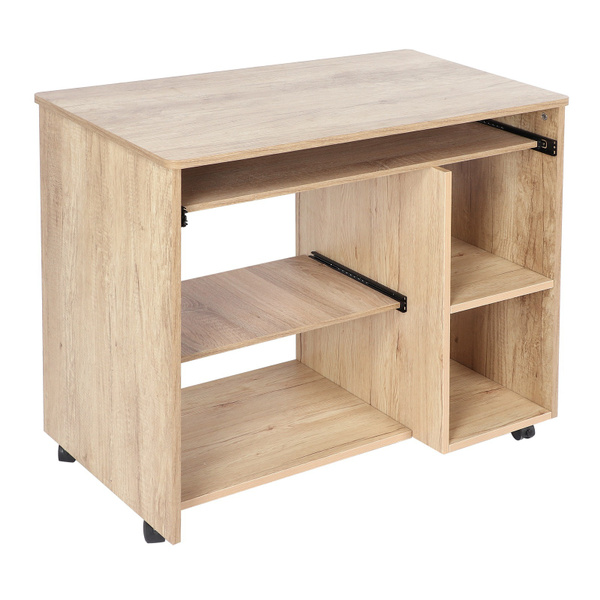 Chipboard Mobile Computer Table Workstation with 5 Wheels Home Office ...
