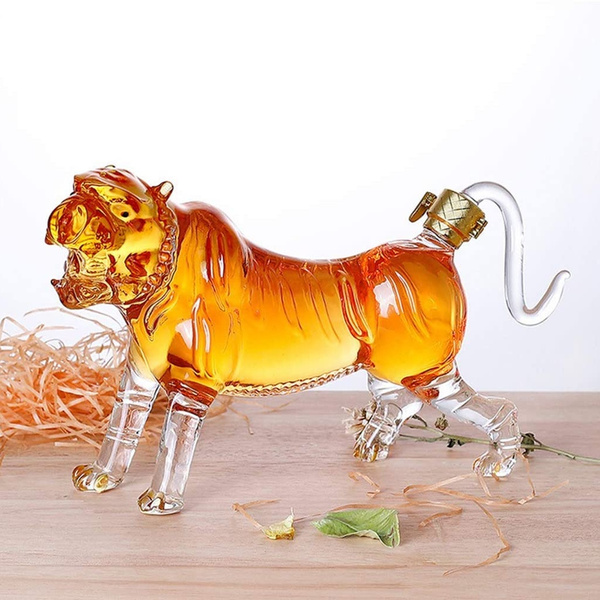 Animal Decanters 500ML/1000Ml Roaring Tiger Glass Figurine, Lead Free ...
