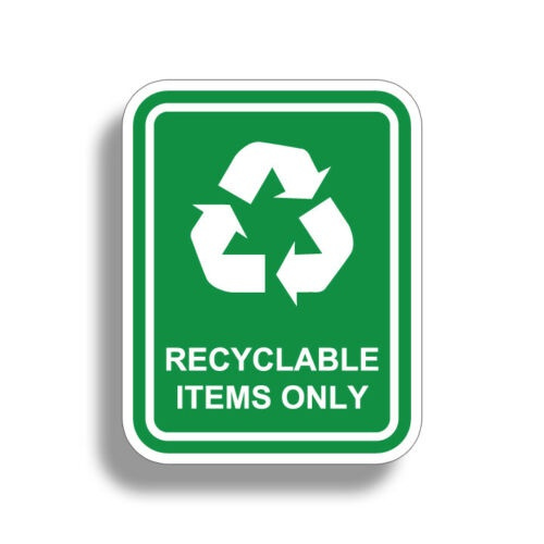 Recyclable Items Only Sticker Recycle Green Earth Reuse Trash Container ...