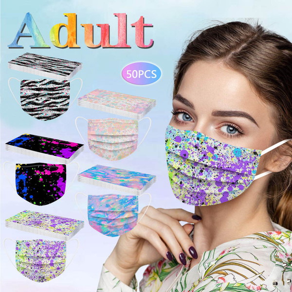 50PCS Adult Mask Printing Dust-Proof Disposable Face Mask Industrial ...