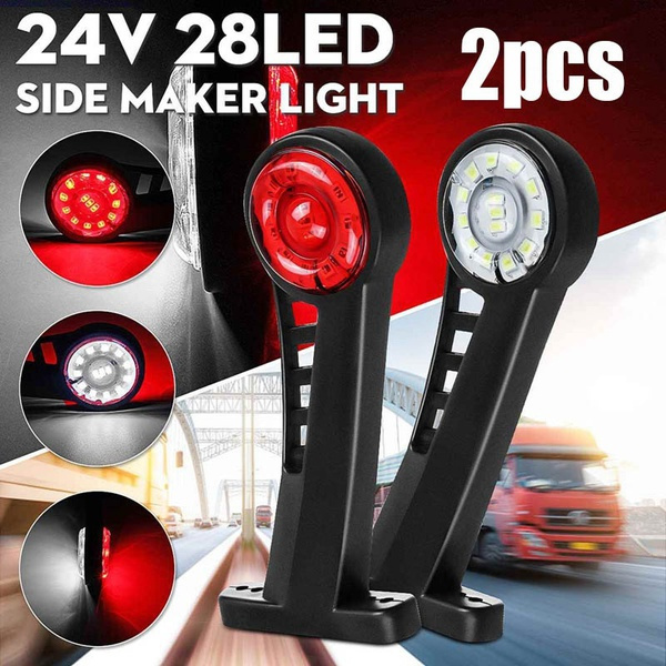 2PCS Car 24V Truck Elbow Side Marker Lights Lamp Warning Signal Light ...