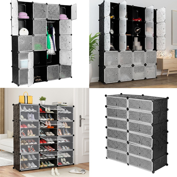 DIY 20 Cubes Dust-resistant Waterproof Plastic Wardrobe Cabinet Storage ...