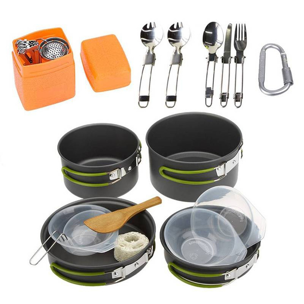 New Outdoor Camping Pan Backpacking Camping Cookware Mess Kit Hiking ...
