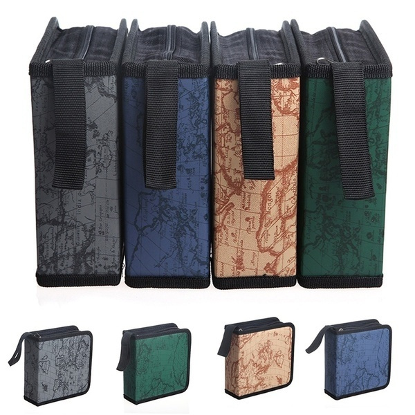 Portable 40 Disc CD DVD Storage World Map Printed Holder Carry Durable ...