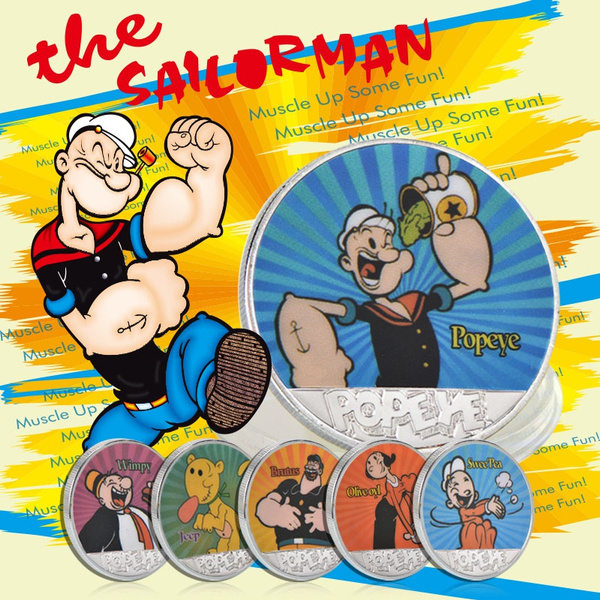 Popeye Silver Metal Plated Commemorative Coins Cartoon Character ...