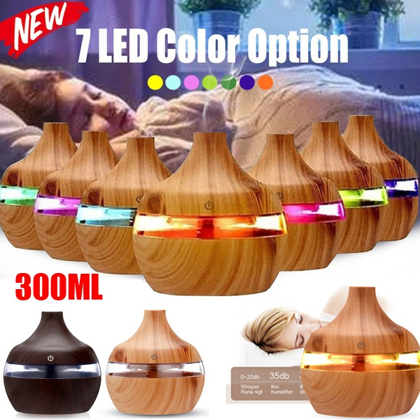 New 300ml Air Humidifier Led Aroma Essential Oil Diffuser Wood Grain ...
