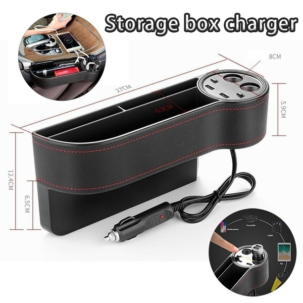 Multifunction Universal Leather Car Seat Side Storage Box Seat Catcher ...