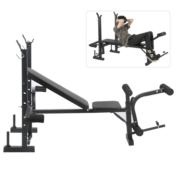 Adjustable Multi-Function Foldable Weight Bench And Fitness Barbell ...