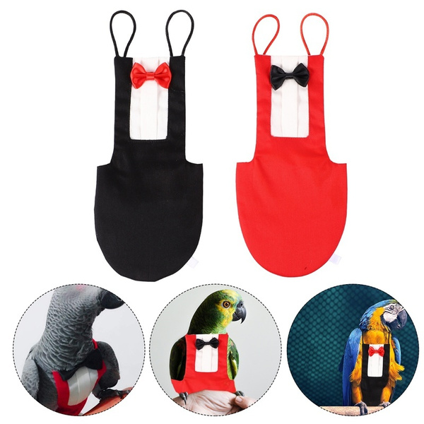 Pet Bird Flight Suit with Bow Tie Parrots Uniform Tuxedo Diaper Clothes ...