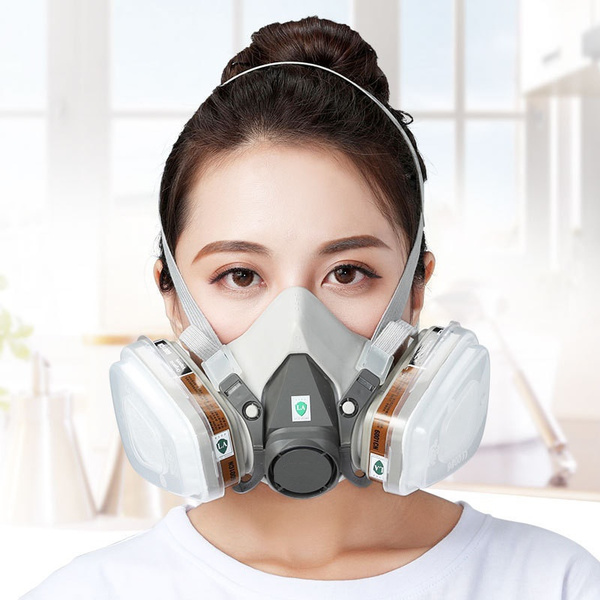 Dust Gas mask With Filter boxes Safety Goggles Chemical Respirator For ...