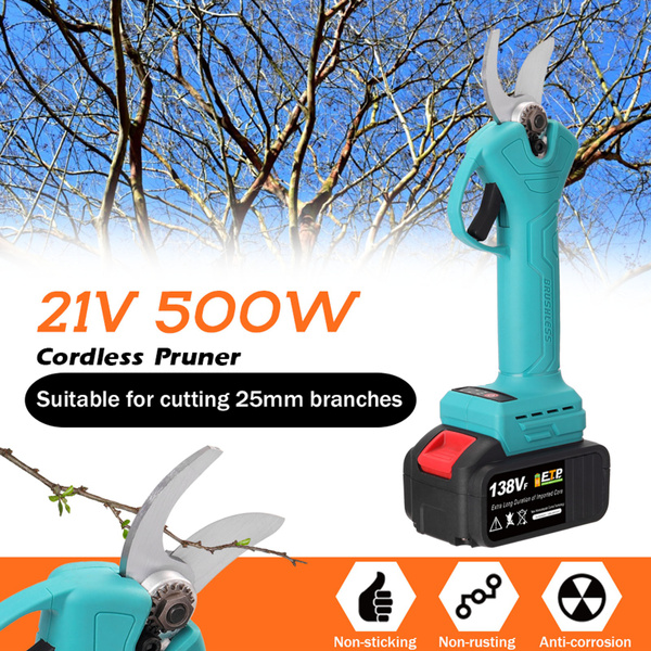 21V 500W Cordless Pruner 25mm Electric Pruning Shear Efficient Fruit ...