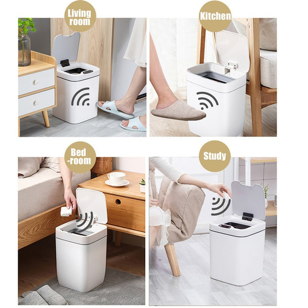 15L Smart Touch-free Motion Sensor Dustbin Rubbish Waste Bin Full ...