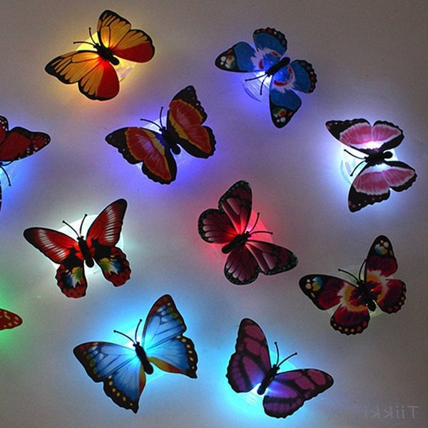 Color Changing Cute Butterfly LED Night Light Home Room Desk Wall Decor ...