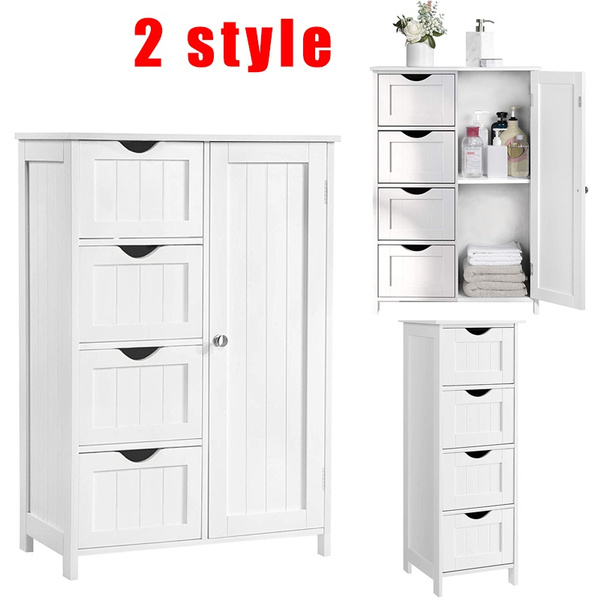 HOMFA bathroom floor cabinet, wooden side storage cabinet, with 4 ...