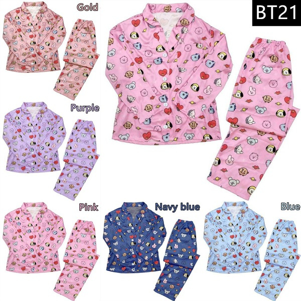 KPOP BTS Bangtan Boys BT21 Pajama Cute Cartoon Summer Nighty Women's ...