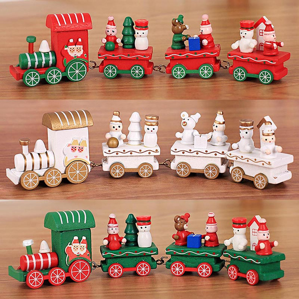 Merry Christmas Toy Wooden Train Mini Christmas Train Sets Wooden Train ...
