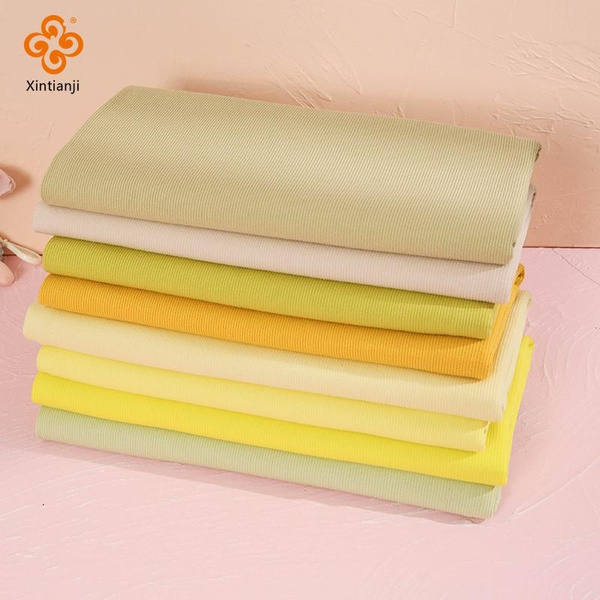 Thin Yellow Rib Cotton Spandex Fabric By Half Meters T-shirt Dress ...