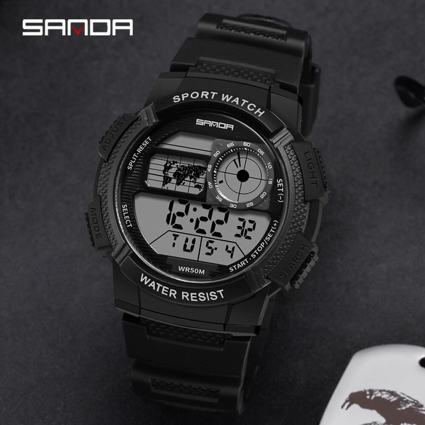 Sanda Relojes Digitales LED Para Hombre, Reloj Electrónico Hasta 50m Resistente Al Agua, De ...
