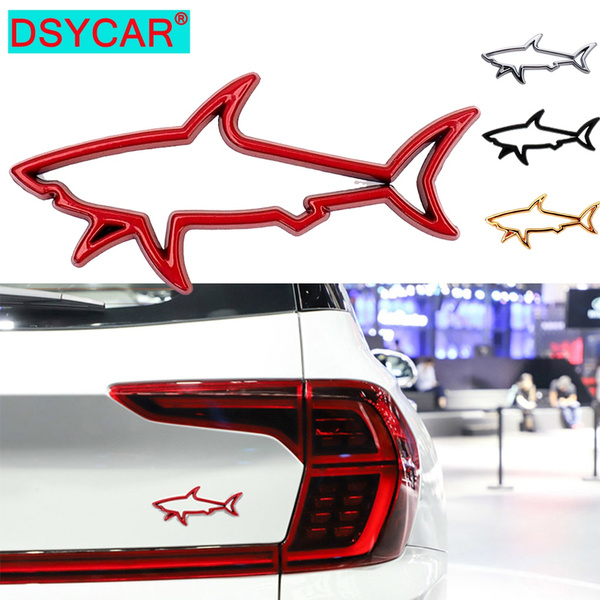 1Pcs 3D Metal Car Styling Sticker Hollow Fish Shark Emblem Badge Decals ...