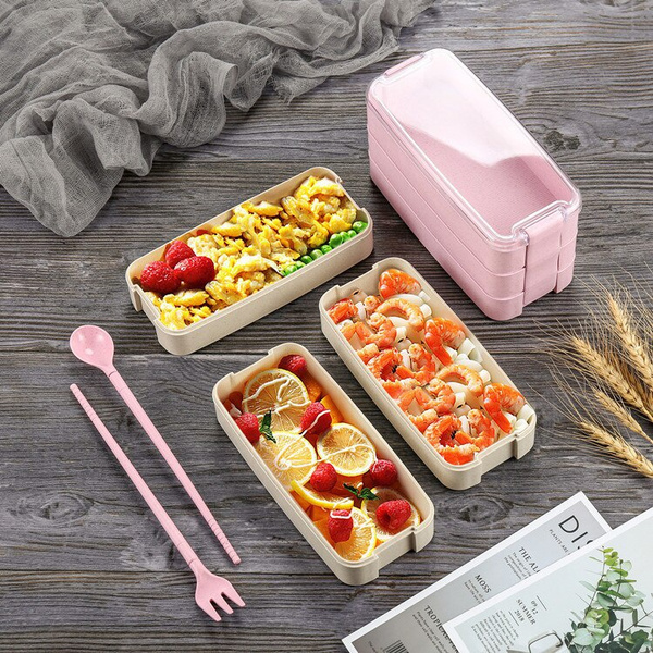 1PC 900ml 3 Layers Bento Box Eco-Friendly Lunch Box Food Container ...