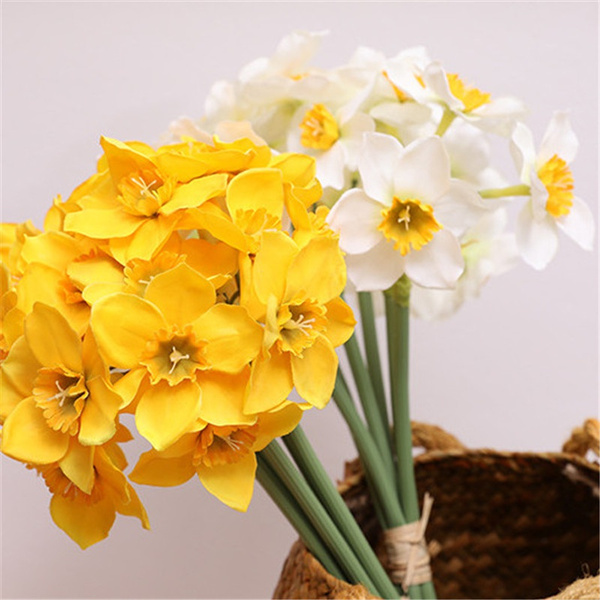Artificial Narcissus Flower Bouquet Home Decoration Fake Desktop ...