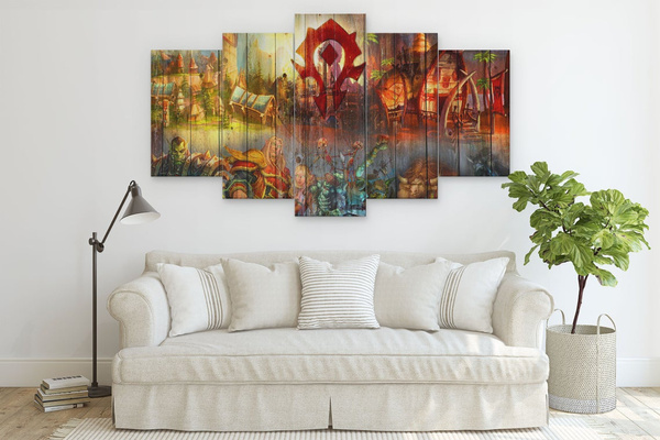 (No Frame)Warcraft Horde 5 Piece Canvas Art - World of Warcraft 5 Panel ...